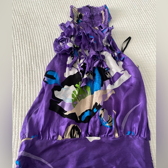 bebe | Tops | Vintage Bebe Satin Floral Print High Neck Halter Top ...